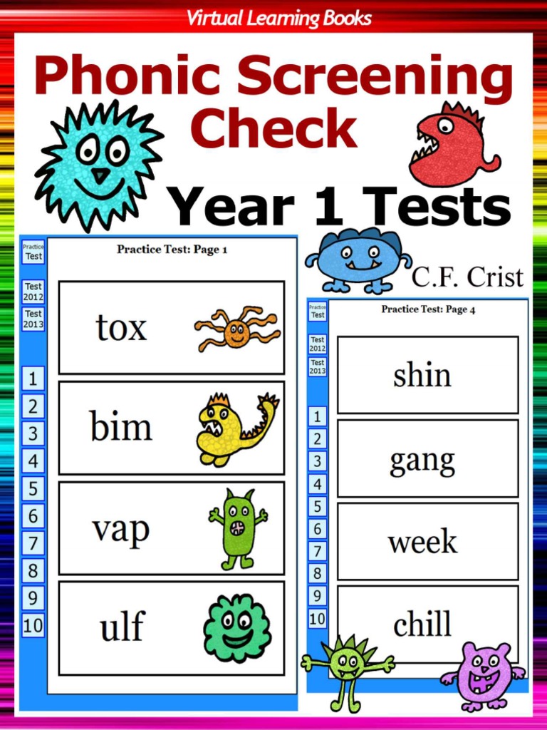 Flash Cards Phonic Screening Check - Year 1 Tests (Phonic Ebooks Learn ...