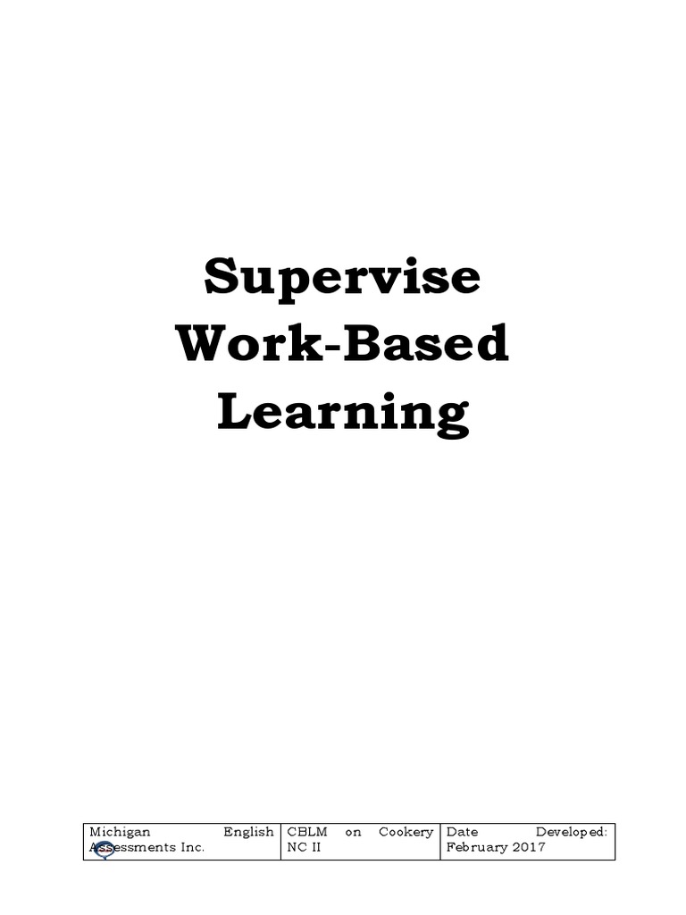 Supervise Work-Based Learning: Michigan English Assessments Inc. CBLM ...