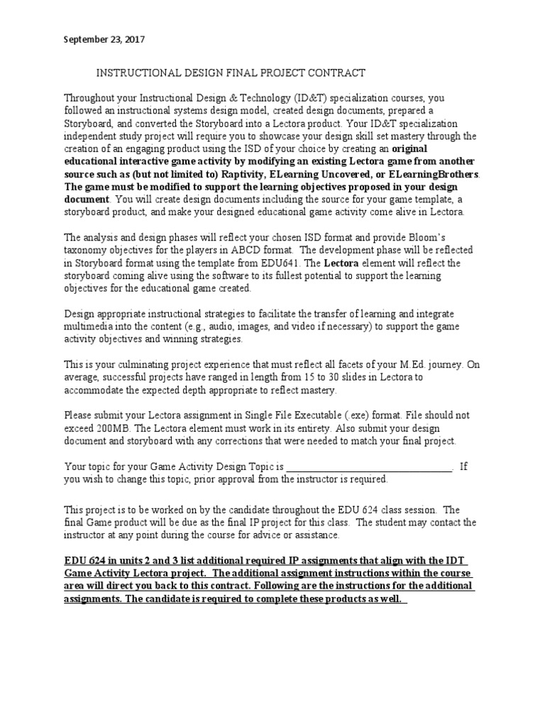 IDT Contract | PDF | Instructional Design | Critical Thinking