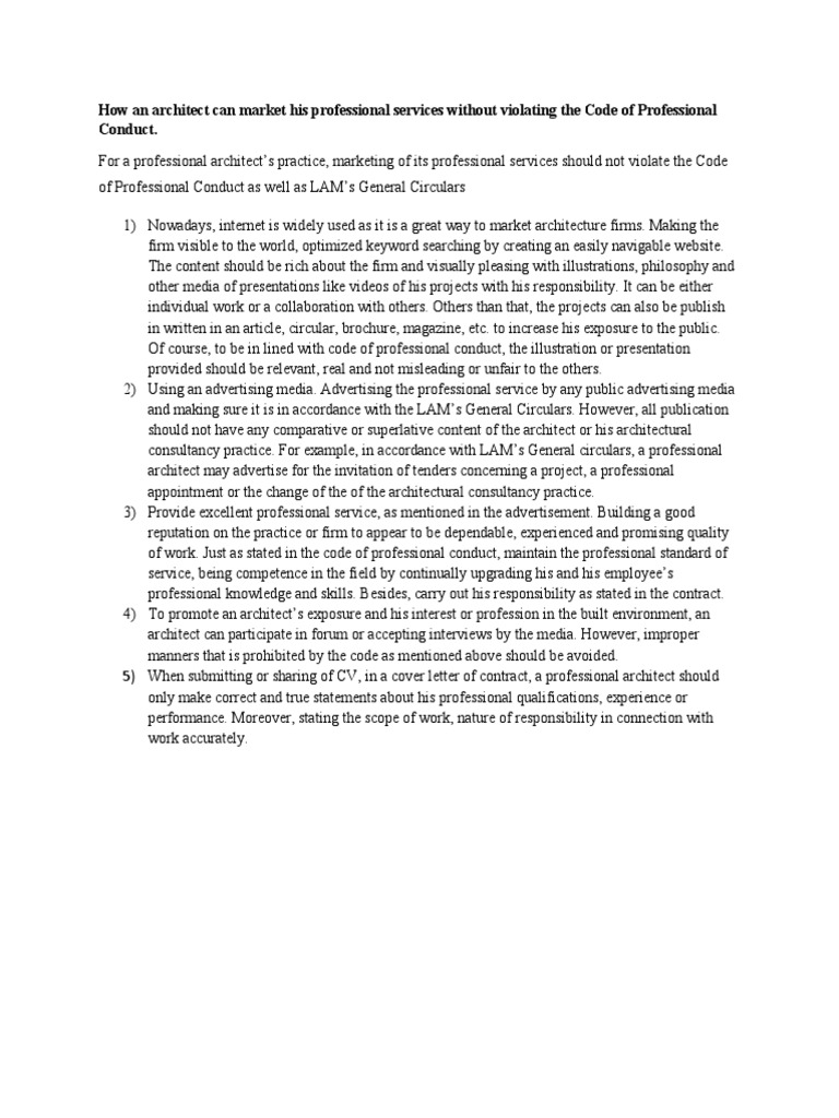 Architect Professional Practice | PDF | Architect | Advertising