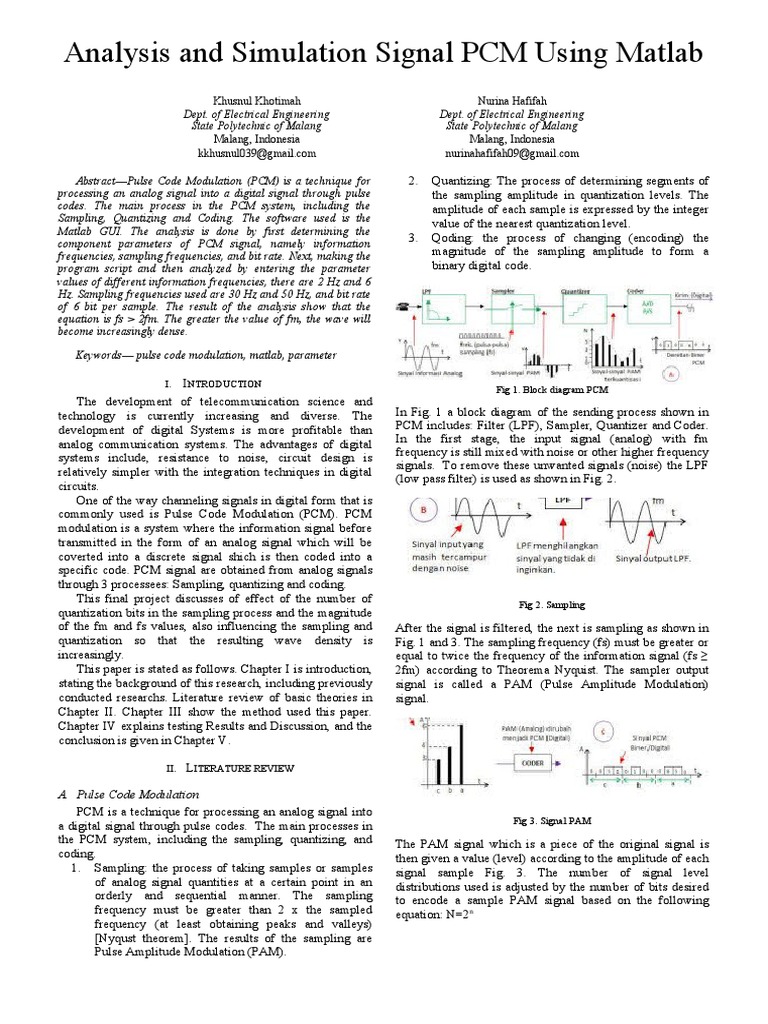 PCM Signal Analysis with MATLAB | PDF | Sampling (Signal Processing ...