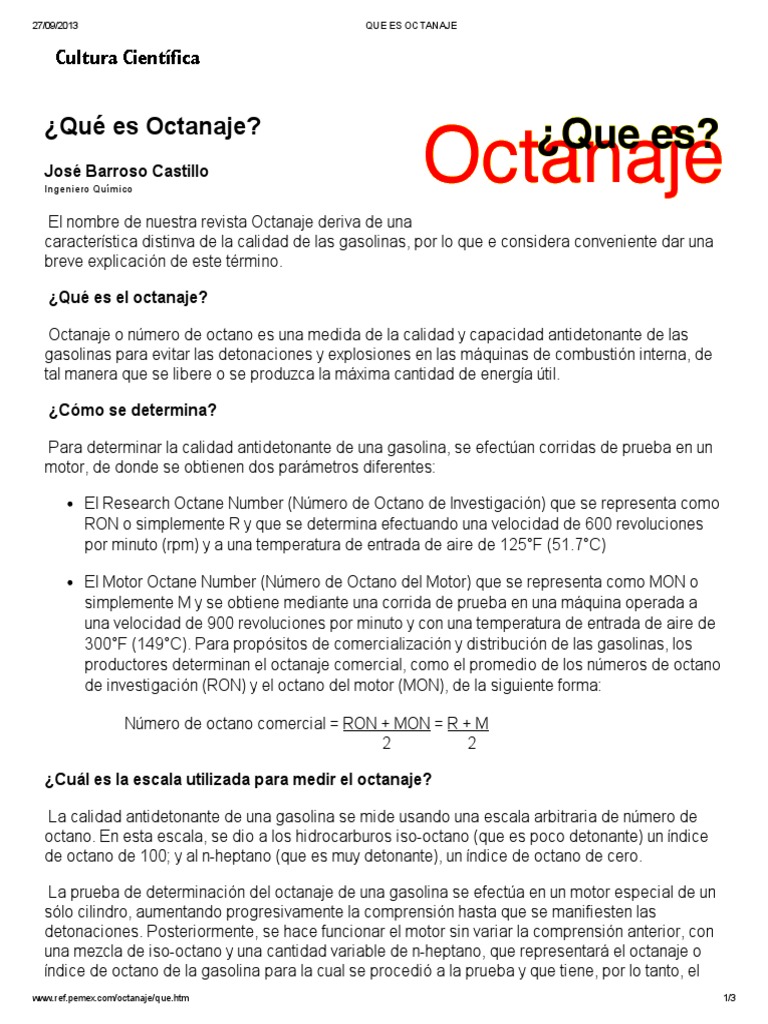 Que Es Octanaje | PDF