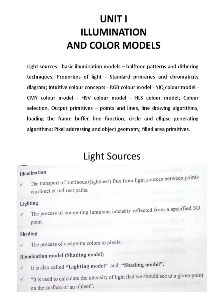YIQ Color Model and Illumination Techniques | PDF | Art