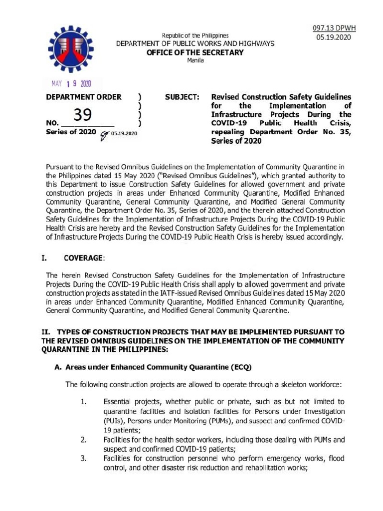 DO 39 s2020 PDF | PDF | Personal Protective Equipment | Common Cold