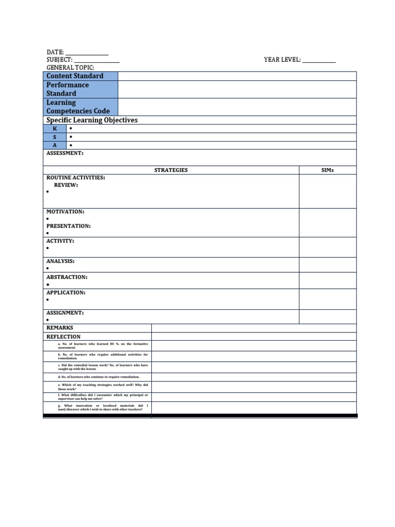 Lesson Plan Assessment and Reflection | PDF | Career & Growth | Business