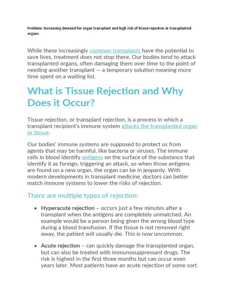What Is Tissue Rejection and Why Does It Occur?: Common Transplants ...