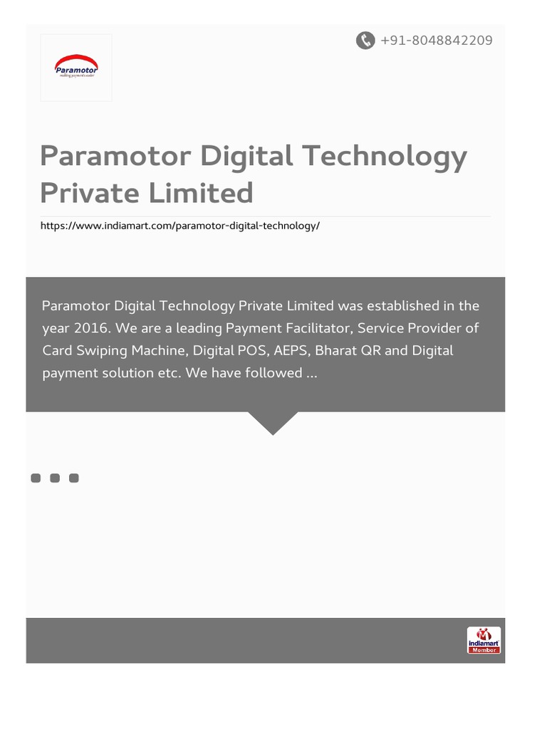 Paramotor Digital Technology Private Limited | PDF | Banking | Payments