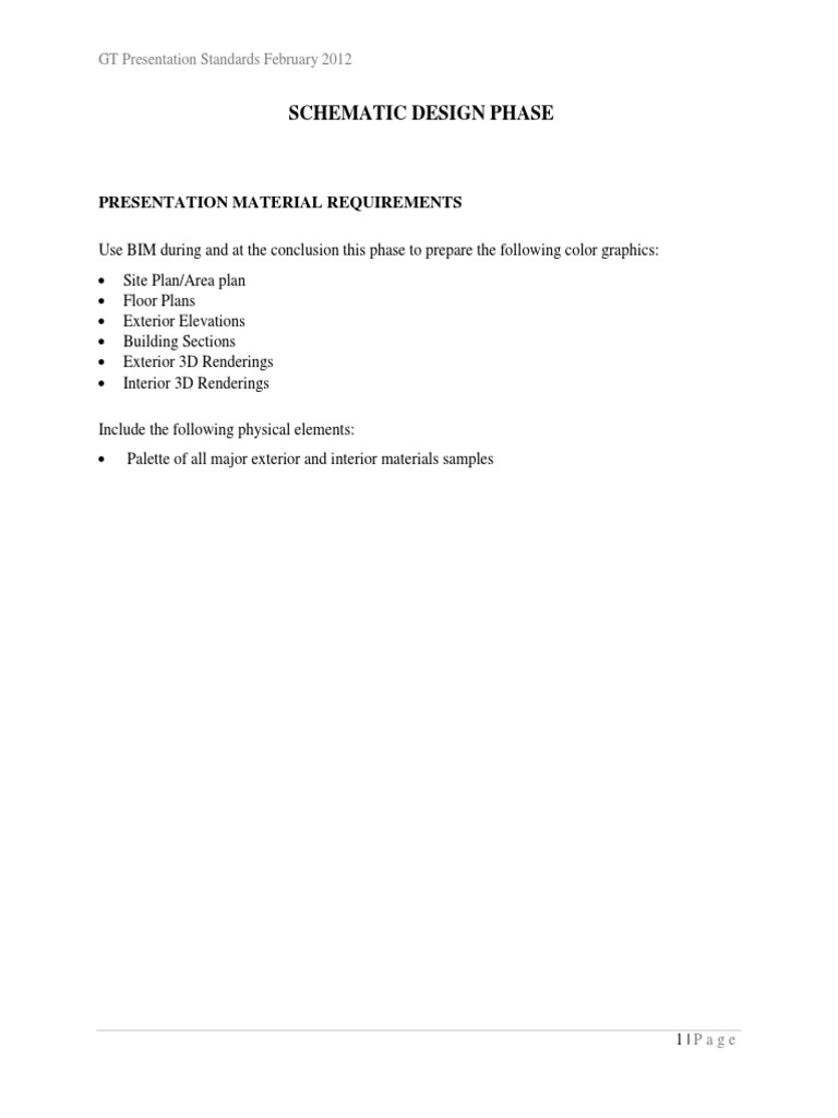 Schematic Design Phase: Presentation Material Requirements | PDF | 3 D ...