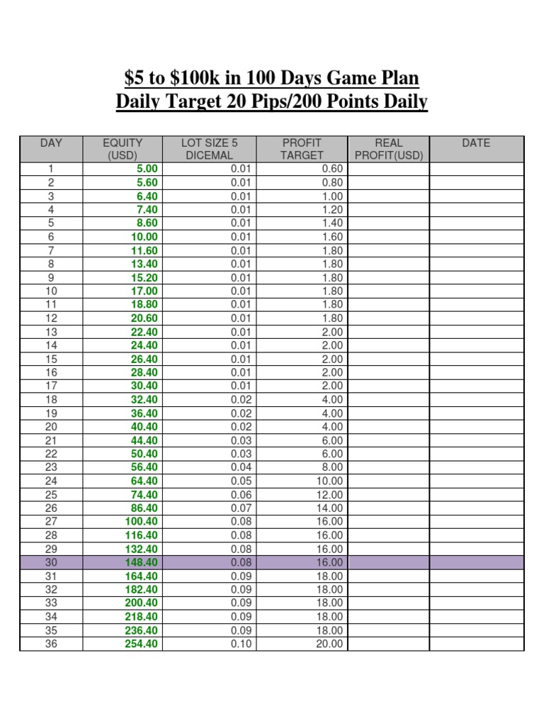 Pounding $5 To $100k in 100 Days Game Plan PDF | PDF | Business