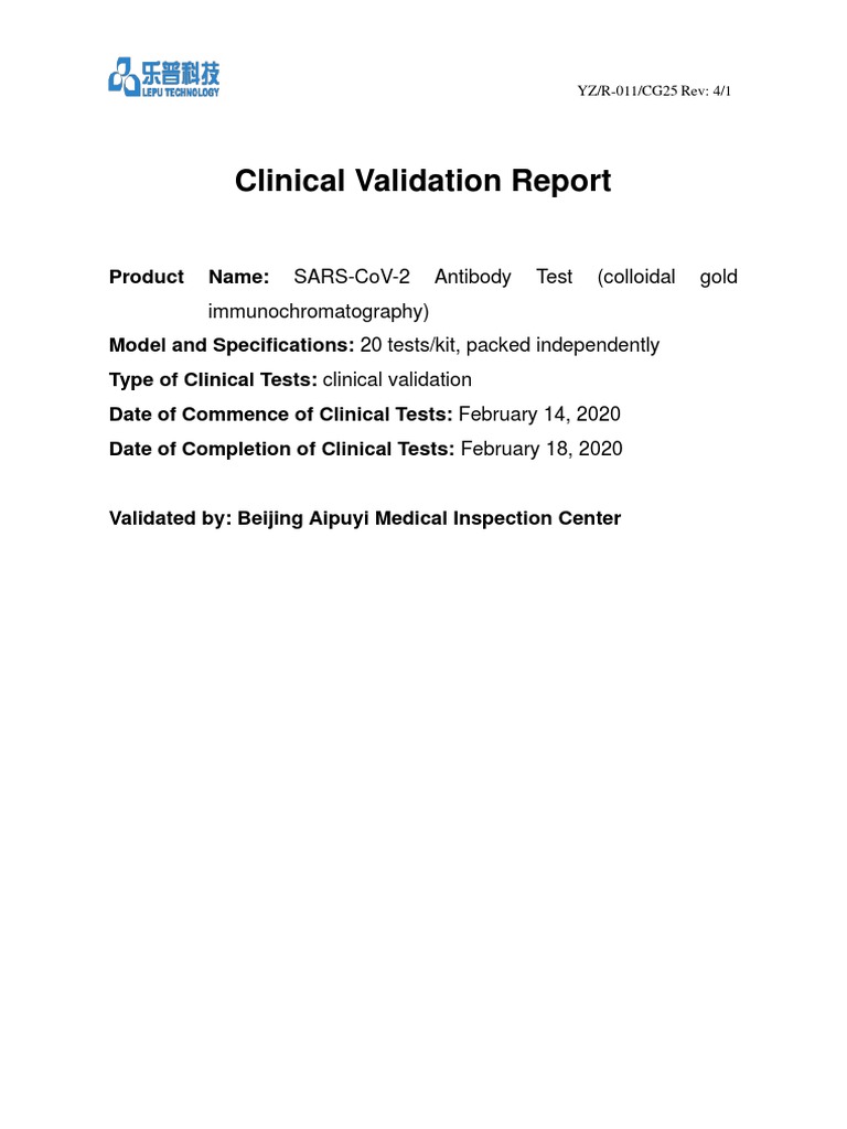 Appendix 14 YZR-011CG25 YZR-011CG25 Clinical Validation Report | PDF ...