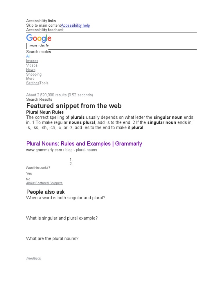 Plural and Singular Rules of Nouns | PDF | Grammatical Number | Plural