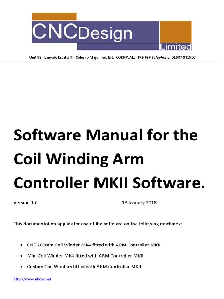 CNC Design Coil Winder Software Manual ARM MKII V1 0 | PDF | Electric ...