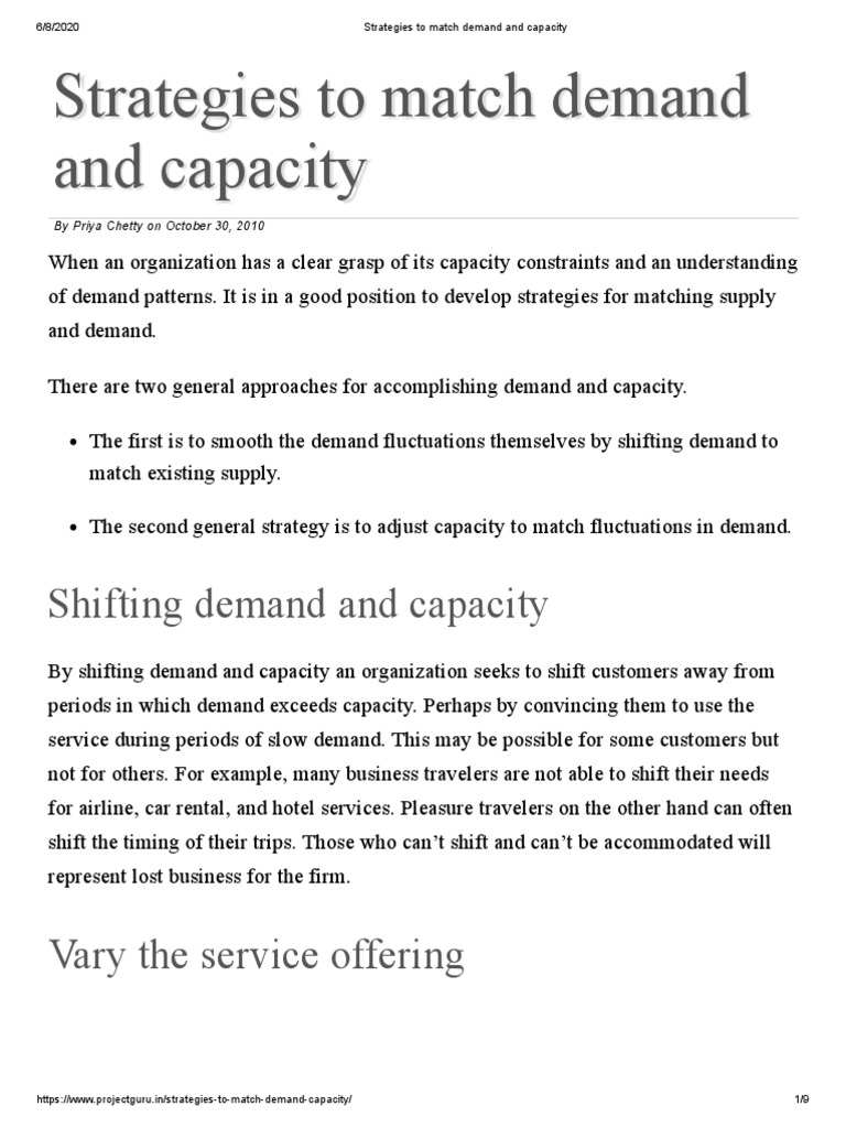 Strategies To Match Demand and Capacity PDF | PDF | Demand | Price ...