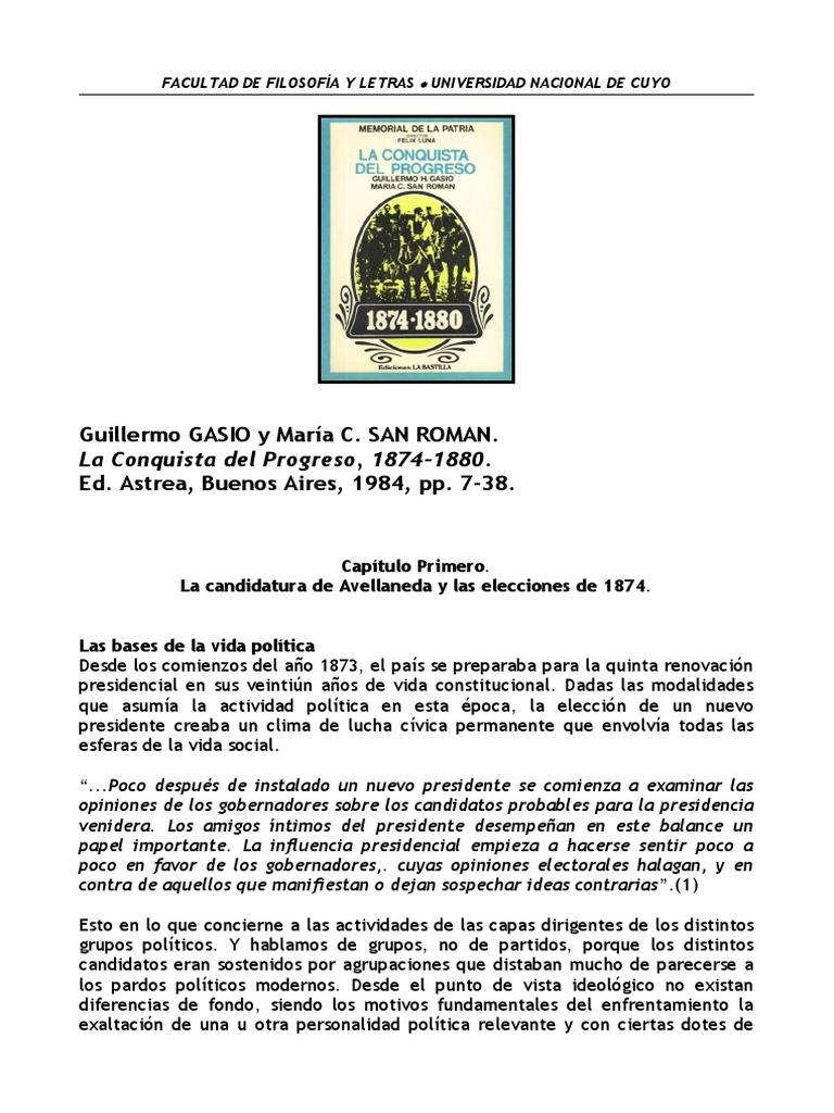 01 - Gasio-San Roman - La Conquista Del Progreso, 1874-1880 | PDF | Buenos Aires | Esfera pública