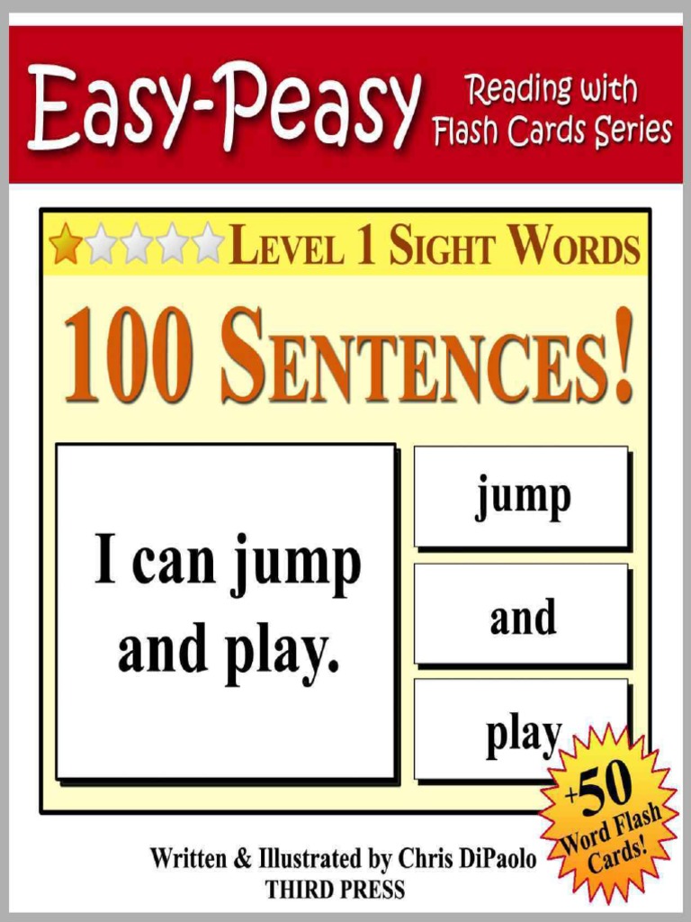 Level 1 Sight Words - 100 Sentences With 50 Word Flash Cards! (Easy ...