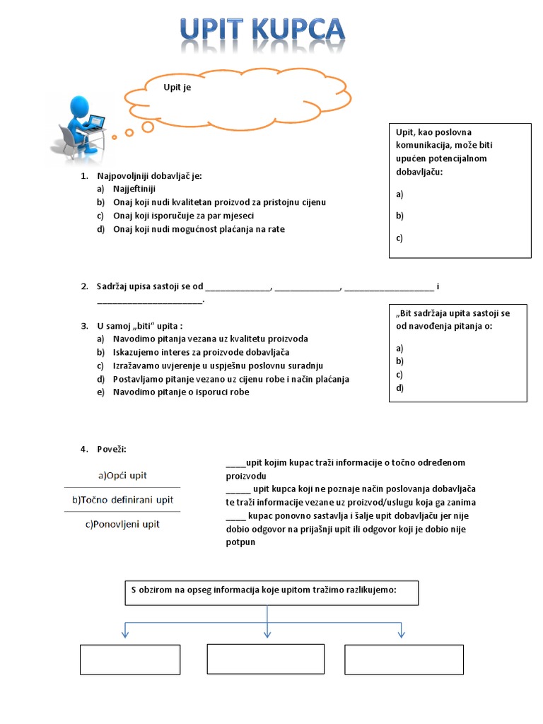 Upit Kupca Nastavni Listić | PDF