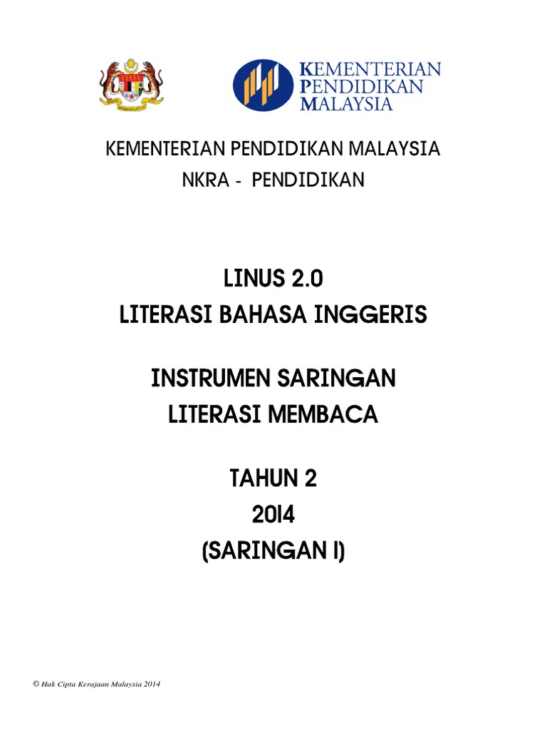 Membaca Bi Tahun 2 2014 Saringan 1 Pdf Writing Symbols