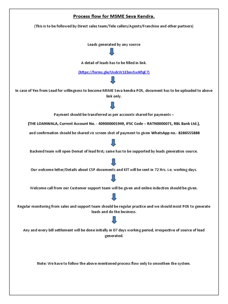 Process For MSME Seva Kendra | PDF | Business | Finance & Money Management