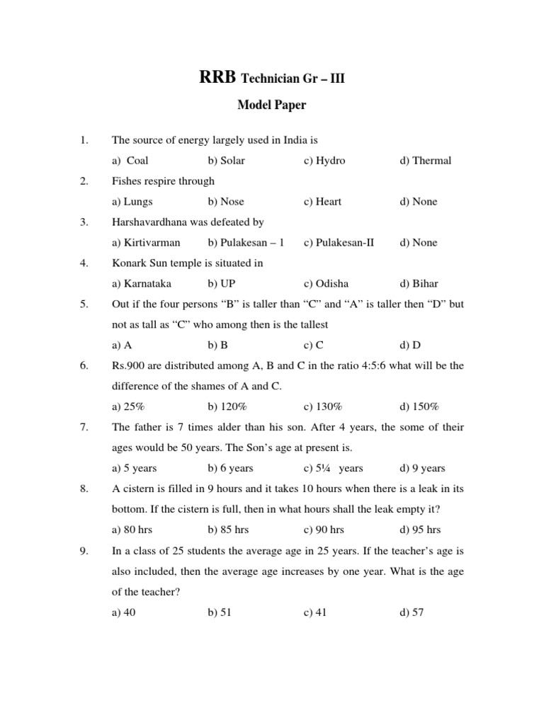 Technician GR - III Model Paper | PDF | Welding | Construction