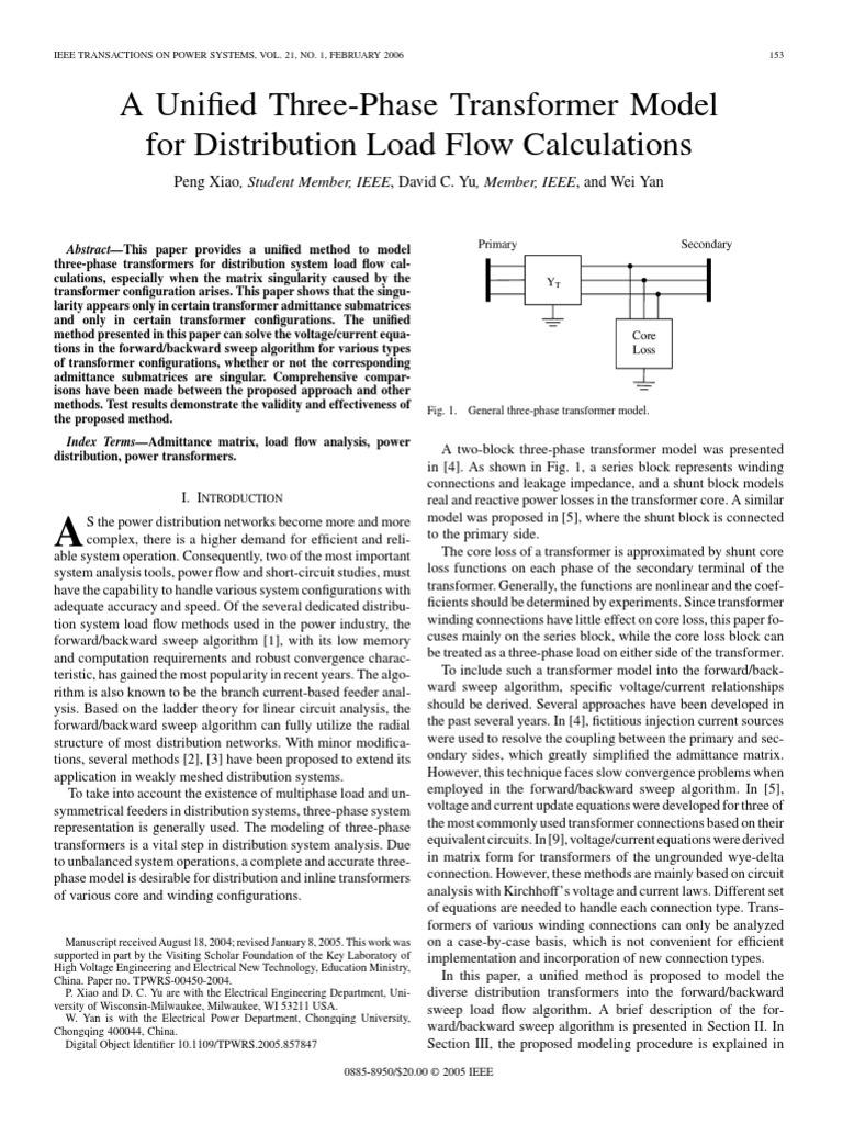 A Unified Three-Phase Transformer Model | PDF | Matrix (Mathematics ...