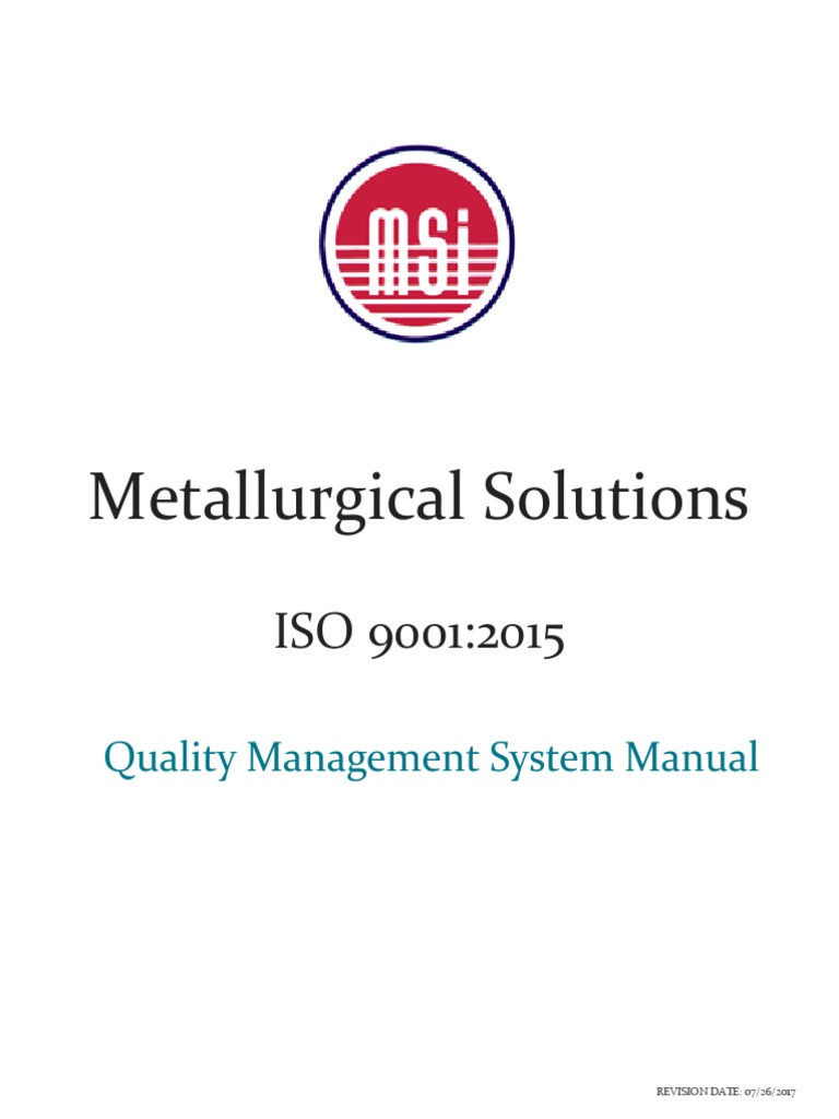 ISO 9001 Quality Management System Manual | PDF | Quality Management ...
