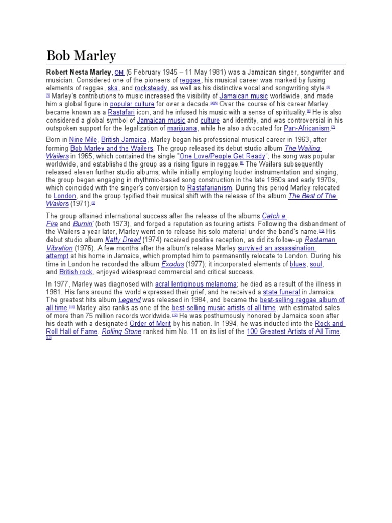 Bob Marley | PDF | Bob Marley | English Language Music