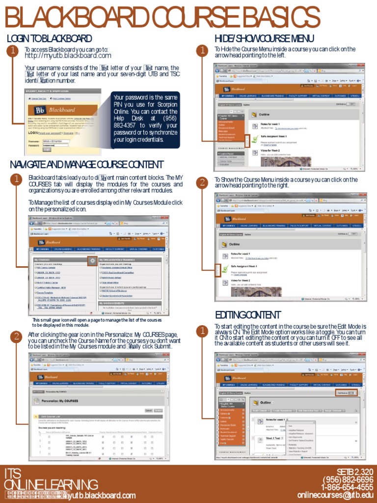 ITS Online Learning: Login To Blackboard Hide/Show Course Menu | PDF | Menu (Computing) | System ...