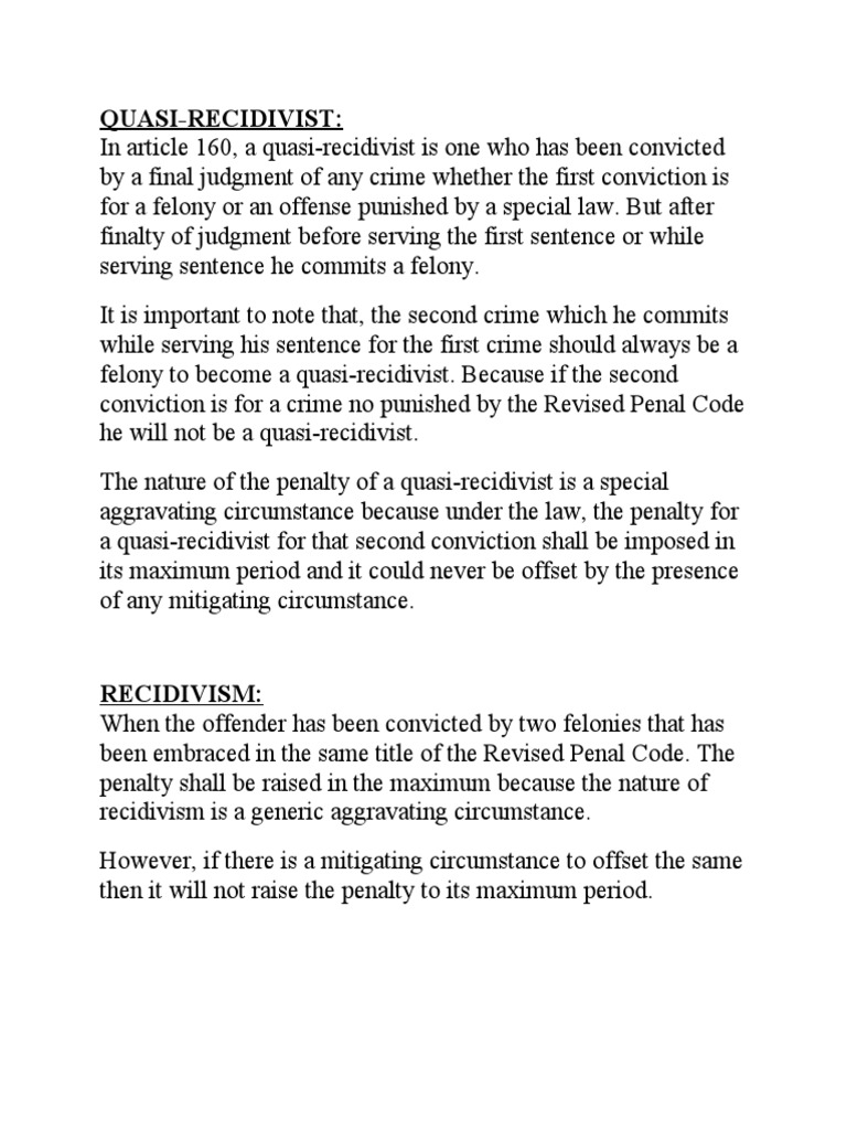 Recidivist X Quasi-Recidivist | PDF