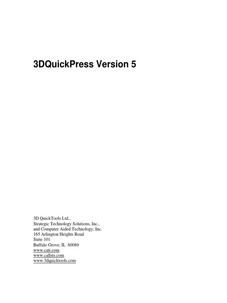 3DQuickPress V5.0.1 Training Manual PDF | PDF | Software | Computing
