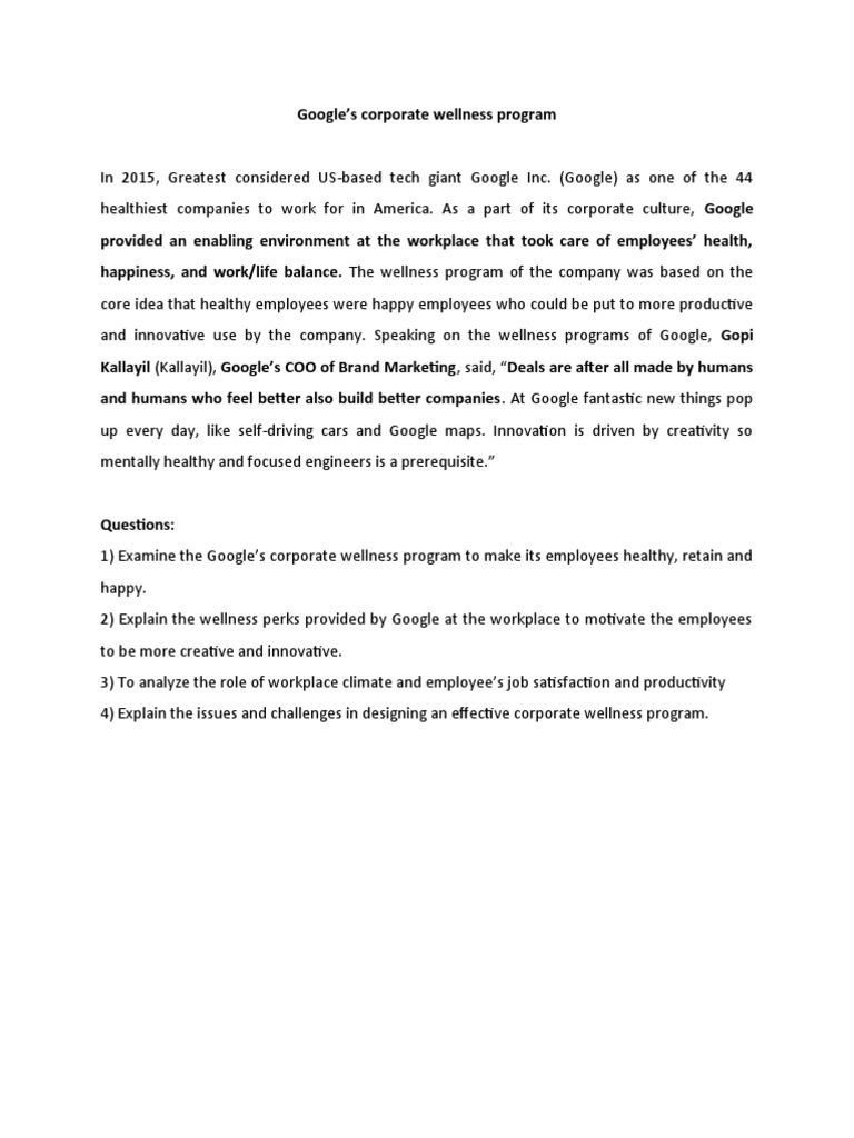 Google's Corporate Wellness Program | PDF