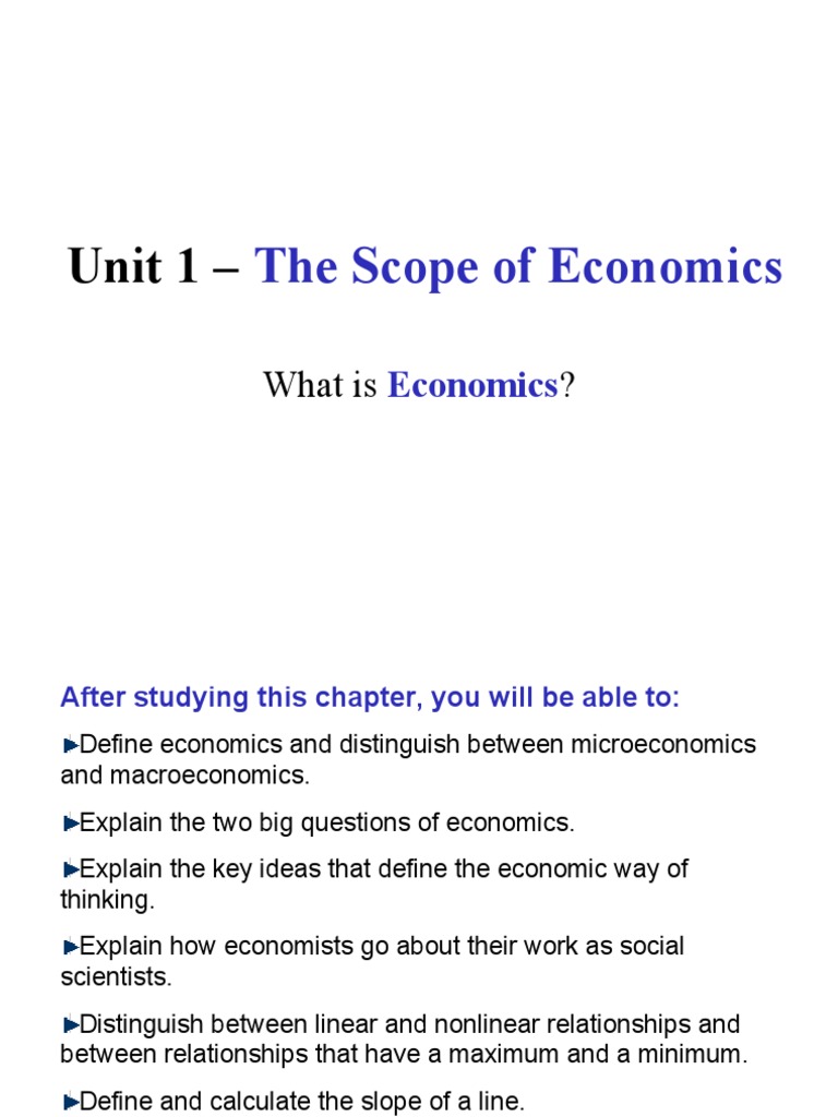 Unit 1 - : The Scope of Economics | PDF | Slope | Economics