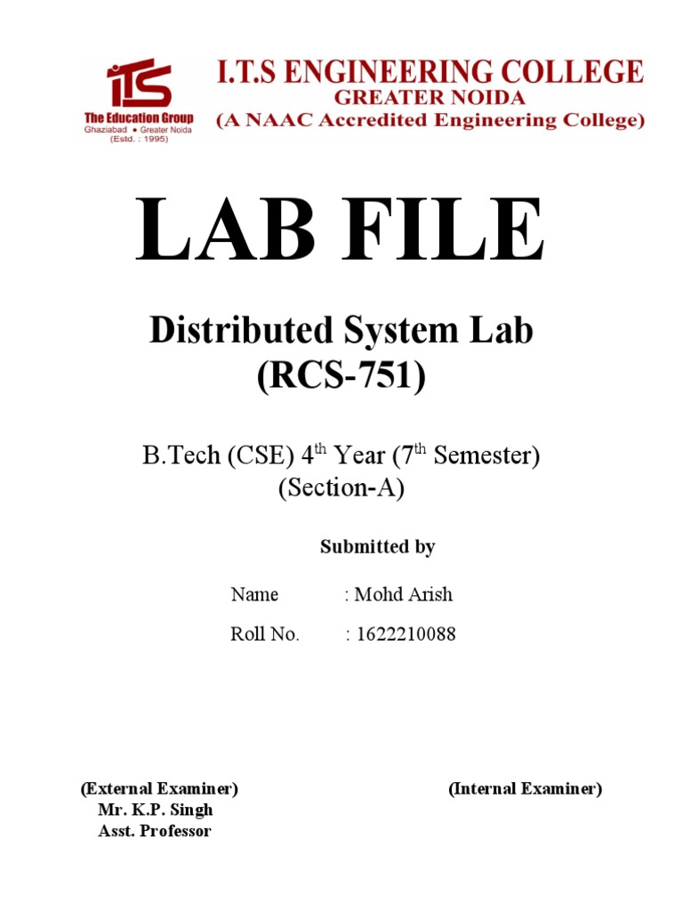 Lab File: Distributed System Lab (RCS-751) | PDF | Operating System Technology | Computer ...