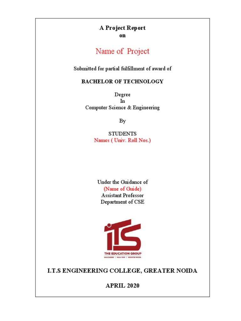 Final Year Project Report Manual - Prepration - B - Tech | PDF | Computing And Information ...