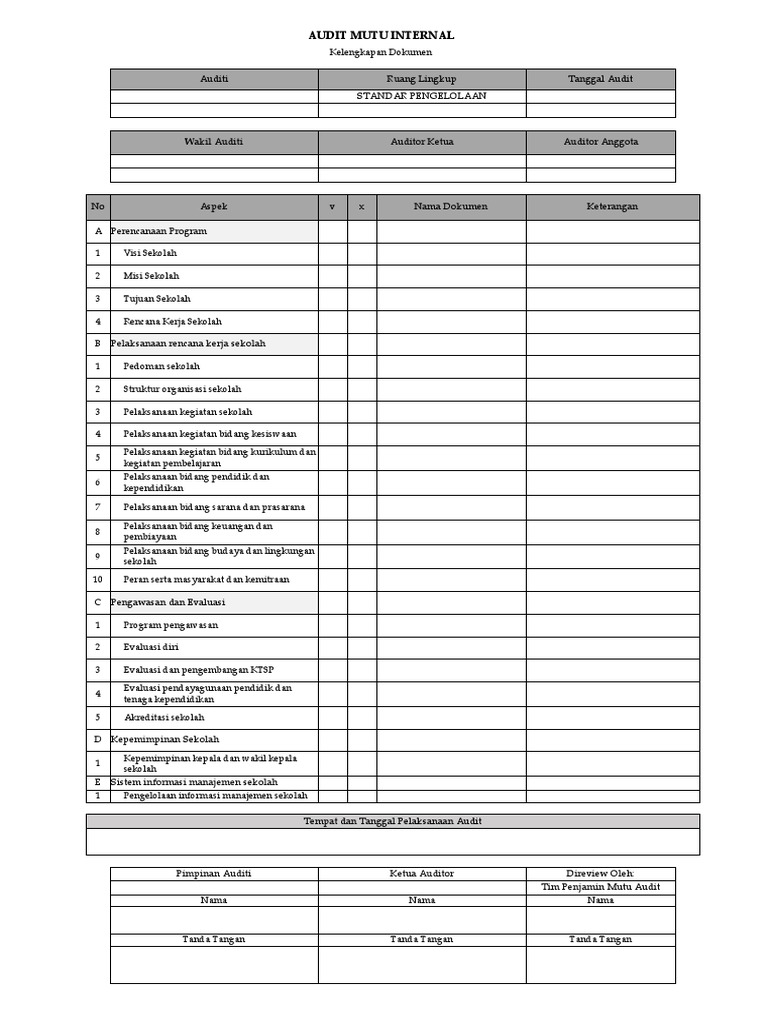 Instrumen Audit Mutu | PDF