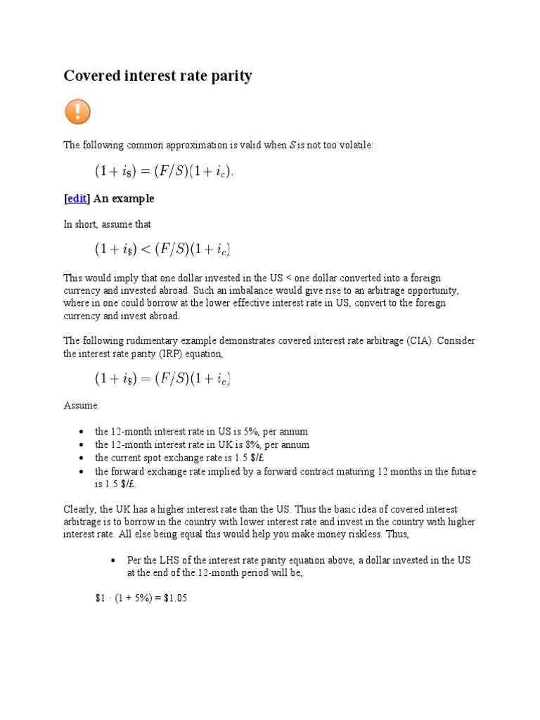 Covered Interest Rate Parity Explained | PDF | Interest | Arbitrage