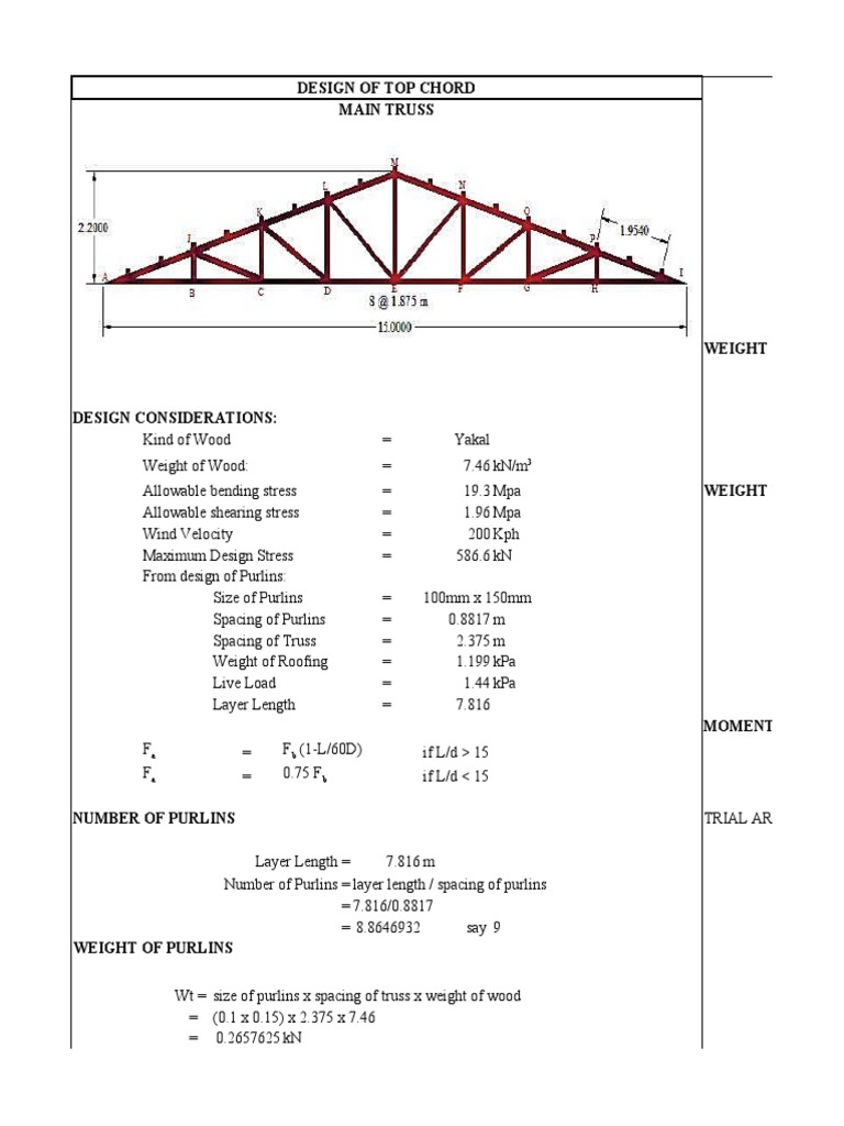 Design of Top Chord Main Truss | PDF | Truss | Classical Mechanics