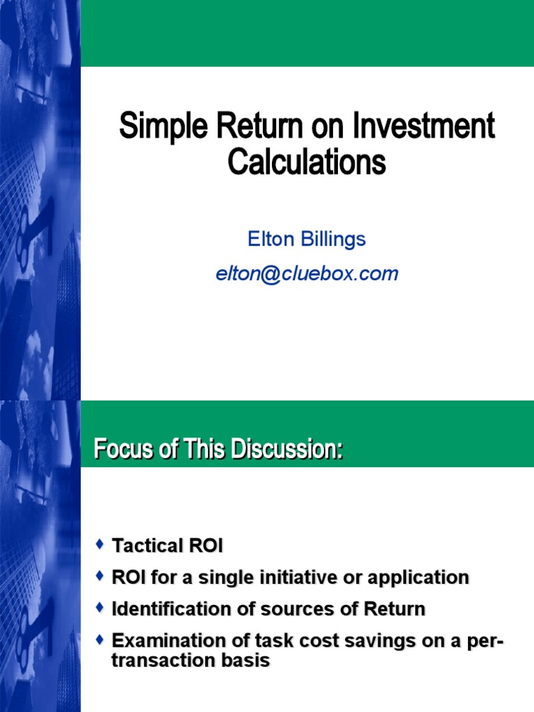 Simple Return On Investment Calculations: Elton Billings | PDF ...