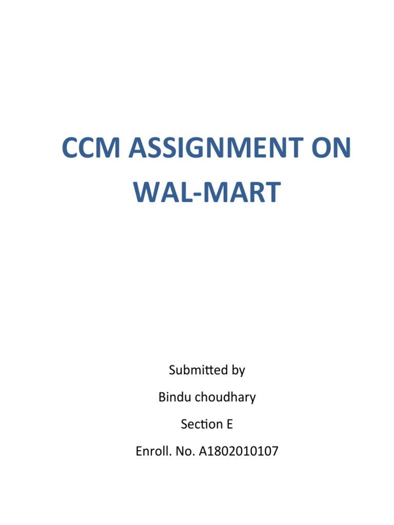 CCM Assignment On Wallmart | PDF | Walmart | Diversity (Business)