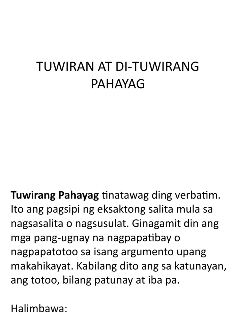 Tuwiran at Di-Tuwirang Pahayag | PDF