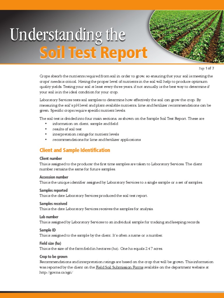 Soil Test Report Understanding The Pdf Soil Fertilizer