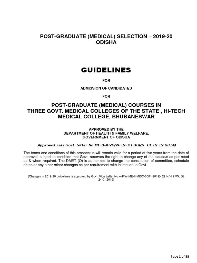 Guidelines PG Medical 2019 | PDF