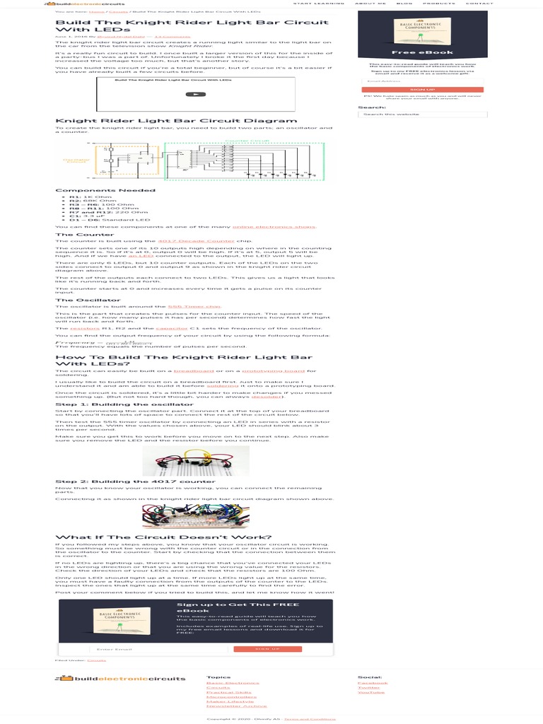 Build The Knight Rider Light Bar Circuit With LEDs PDF | PDF ...