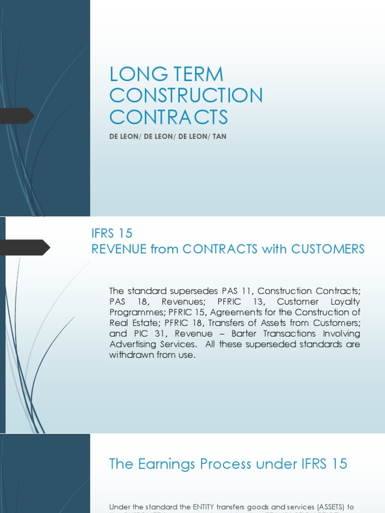 Long-Term Construction Contracts Under IFRS 15 | PDF | Corporations ...