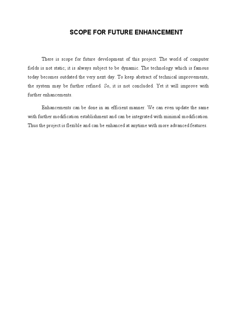 Scope For Future Enhancement | PDF
