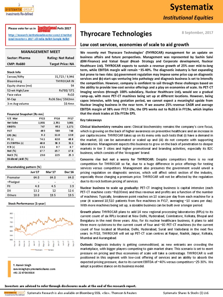 Thyrocare - Managment Meet | PDF | Financial Analyst | Securities (Finance)
