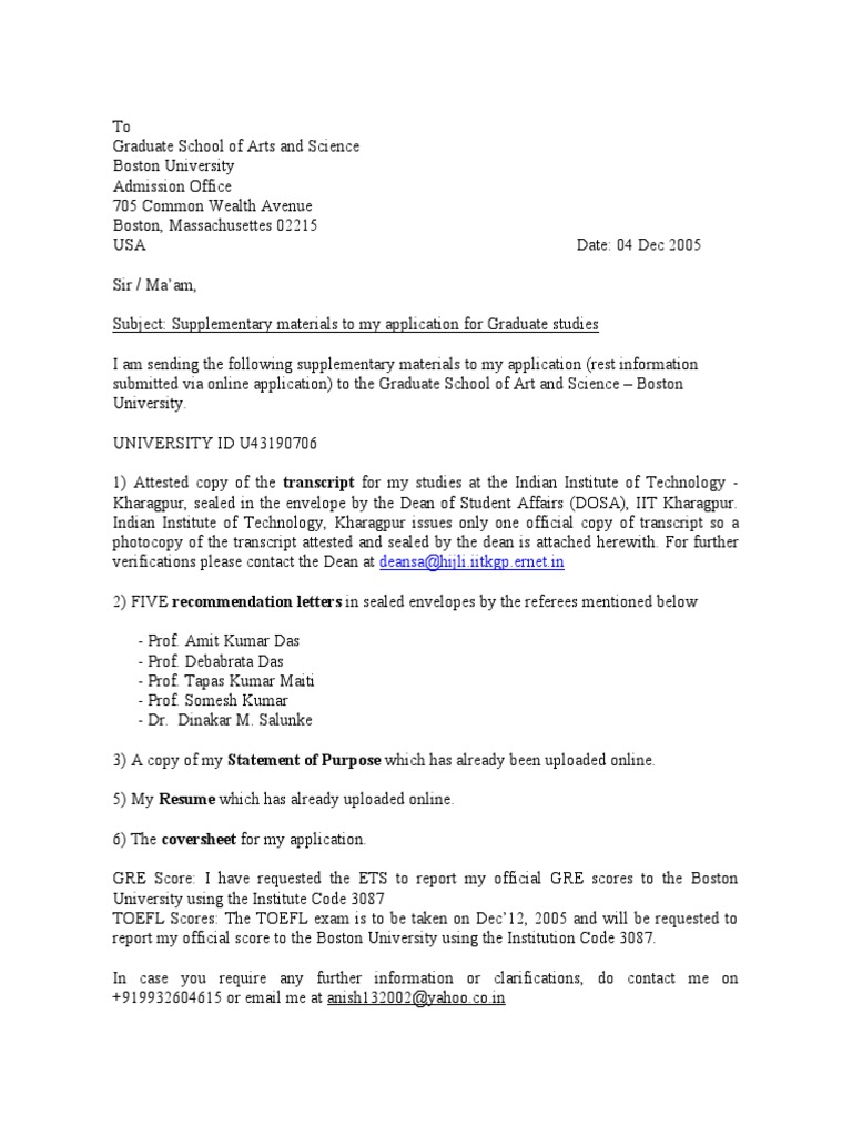 Cover Letter U Chicago | PDF