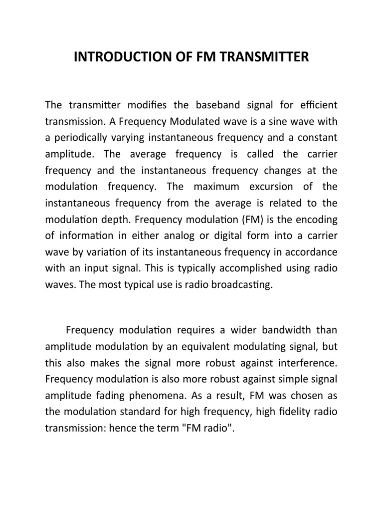 Introduction of FM Transmitter | PDF | Science & Mathematics | Computers