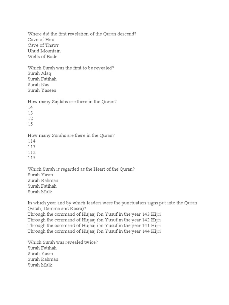 Islamic Question and Answers | PDF | Surah | Quran