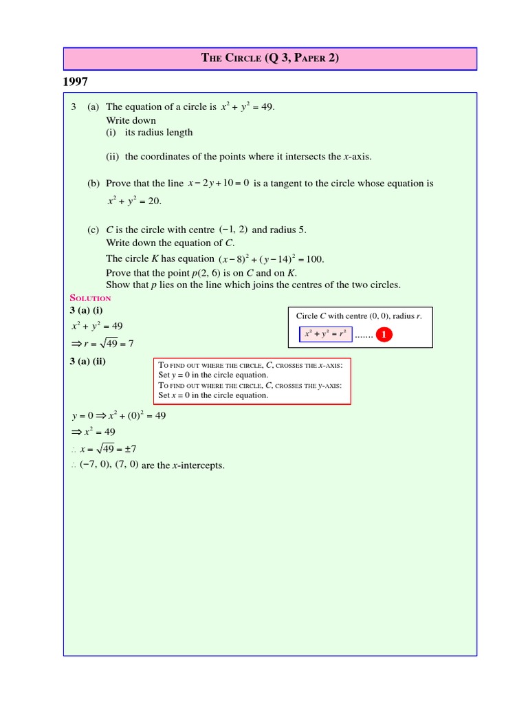 Ordcirclesoln 1997 | PDF | Circle | Quadratic Equation