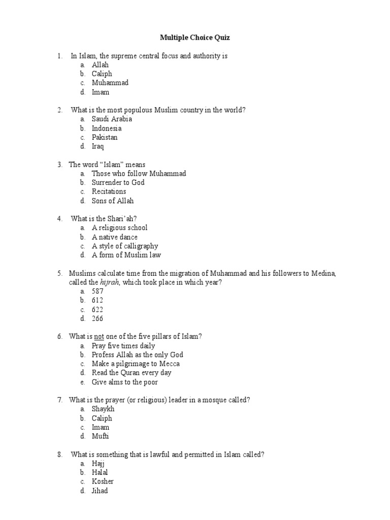 Quiz PDF | PDF | Jihad | Muhammad